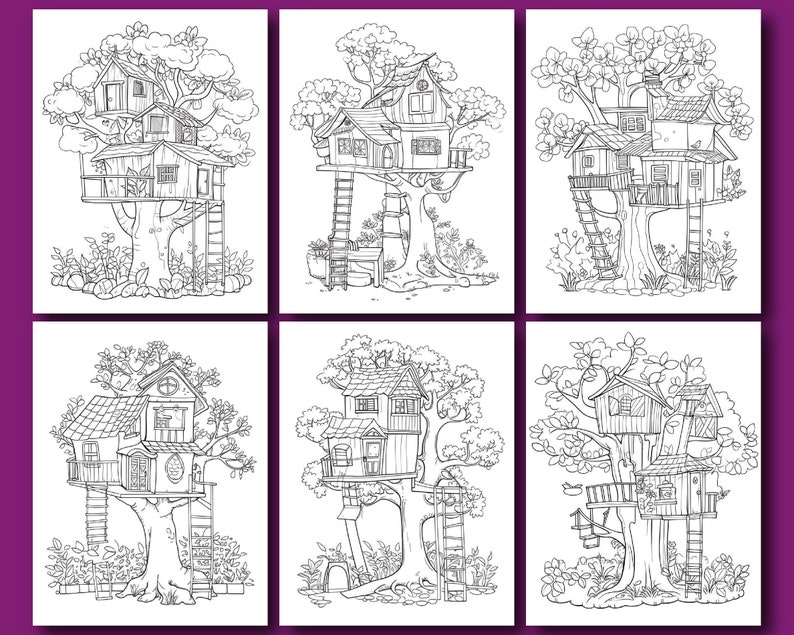 Treehouse Coloring Book Volume 1 Fairy Tree House Coloring Page ...
