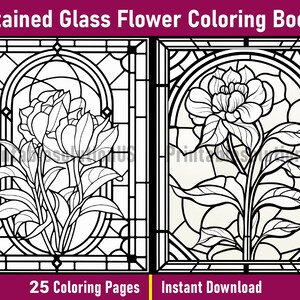 Stained Glass Rose Coloring Book Vol-2 | Rose Flower Coloring Pages ...