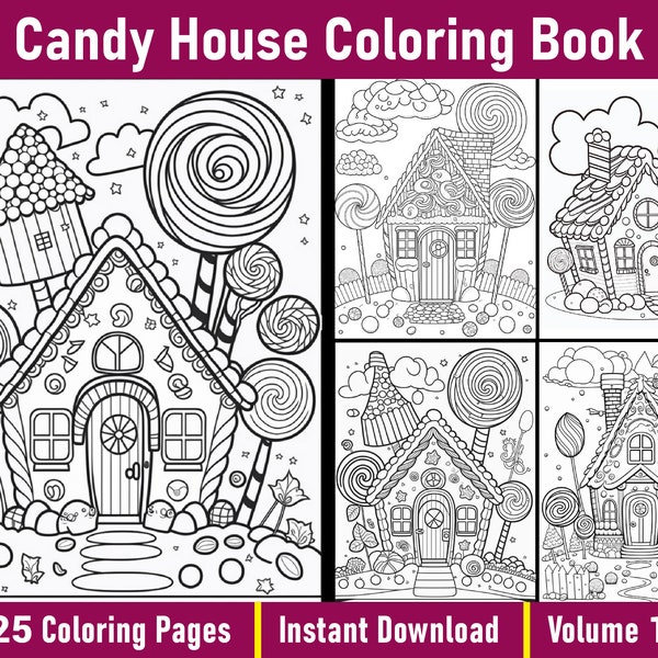 Candy House Coloring - Etsy