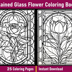 Stained Glass Rose Coloring Book Vol-2 | Rose Flower Coloring Pages ...