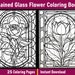 Stained Glass Rose Coloring Book Vol-2 | Rose Flower Coloring Pages ...
