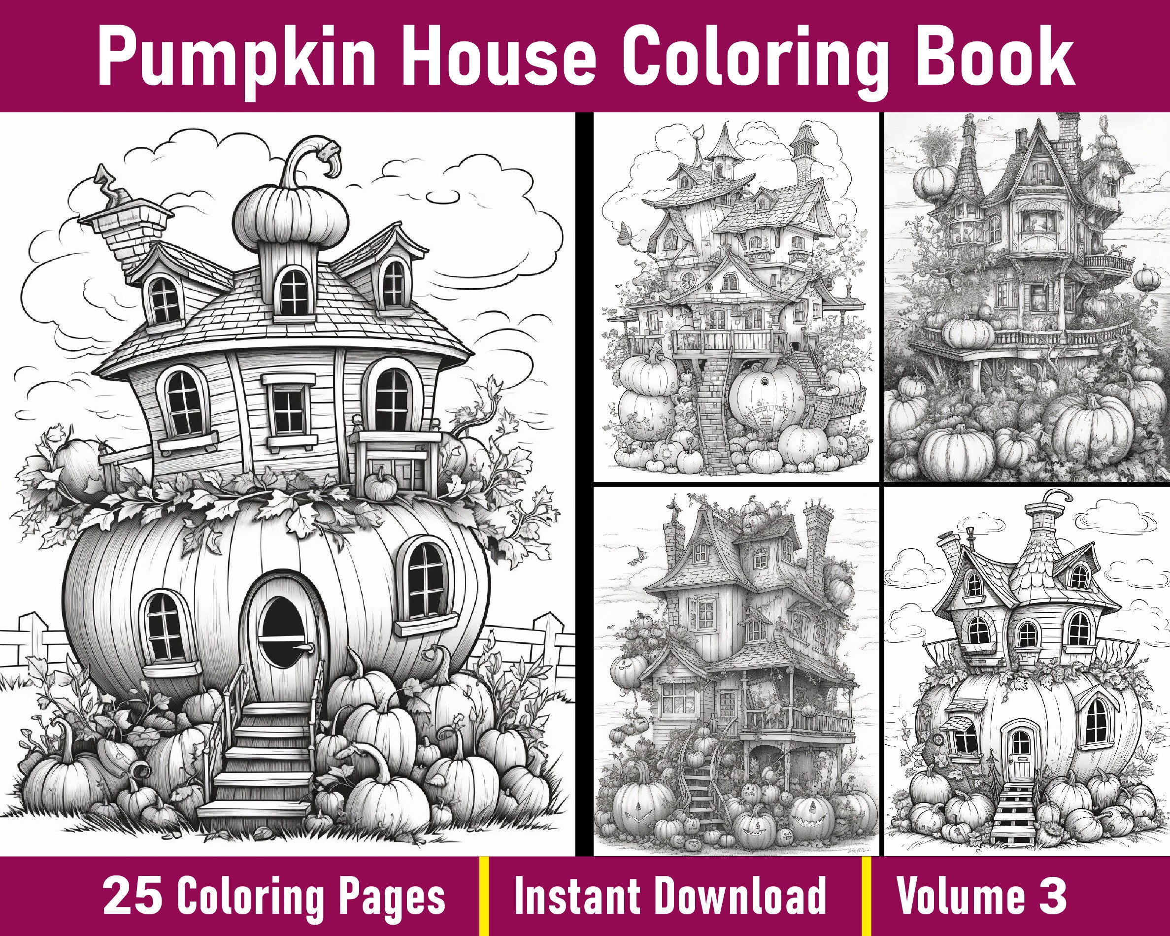 Pumpkin House Coloring Book Volume 3 | Printable Adult Coloring Pages ...