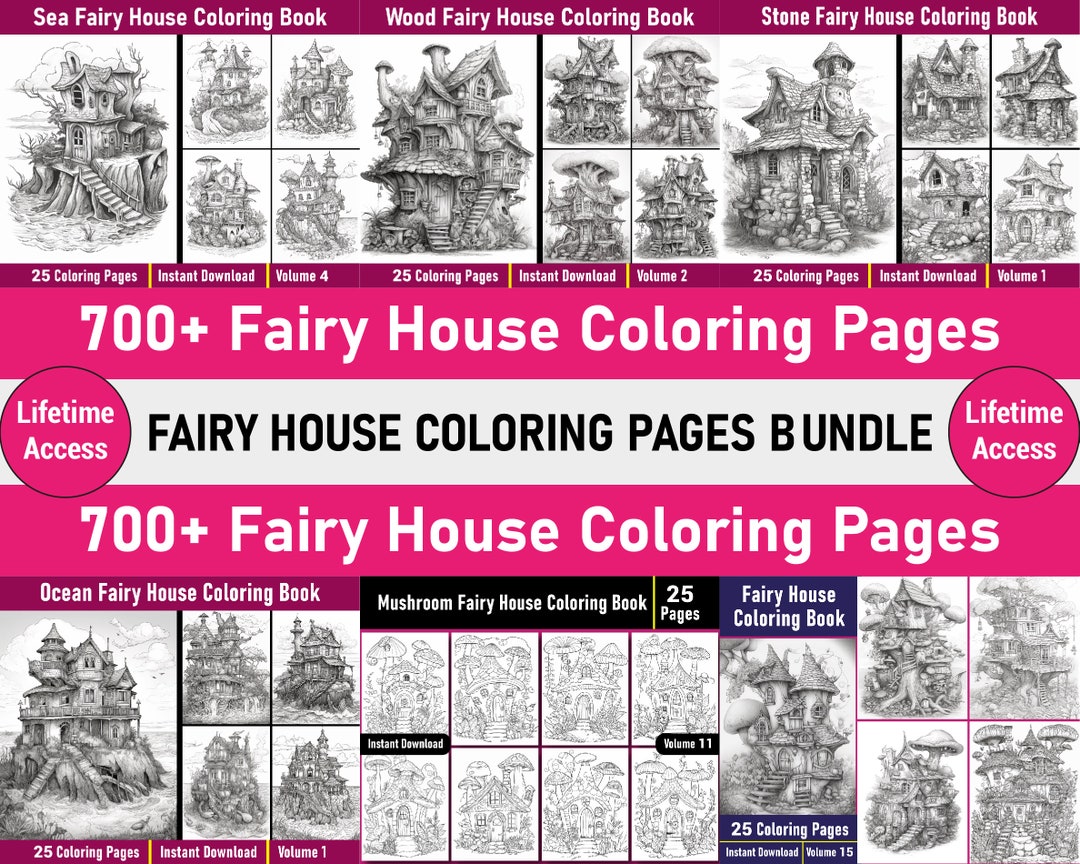 700+ Fairy House Coloring Pages Bundle | Fairy Home Coloring Book ...