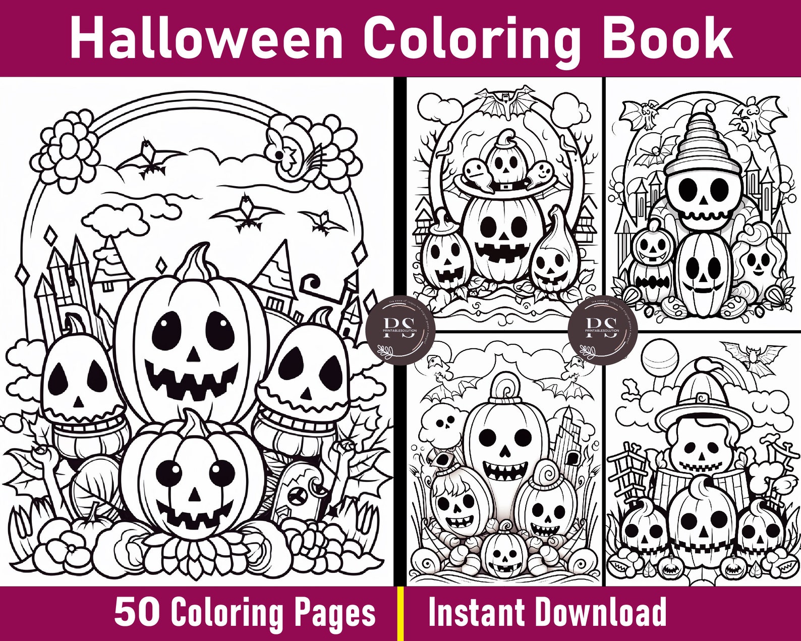 Halloween Coloring Page | Halloween Pumpkin Coloring Book for Adults ...