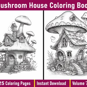 Mushroom House Coloring Pages Volume 7 | Magical Mushroom Coloring Book ...