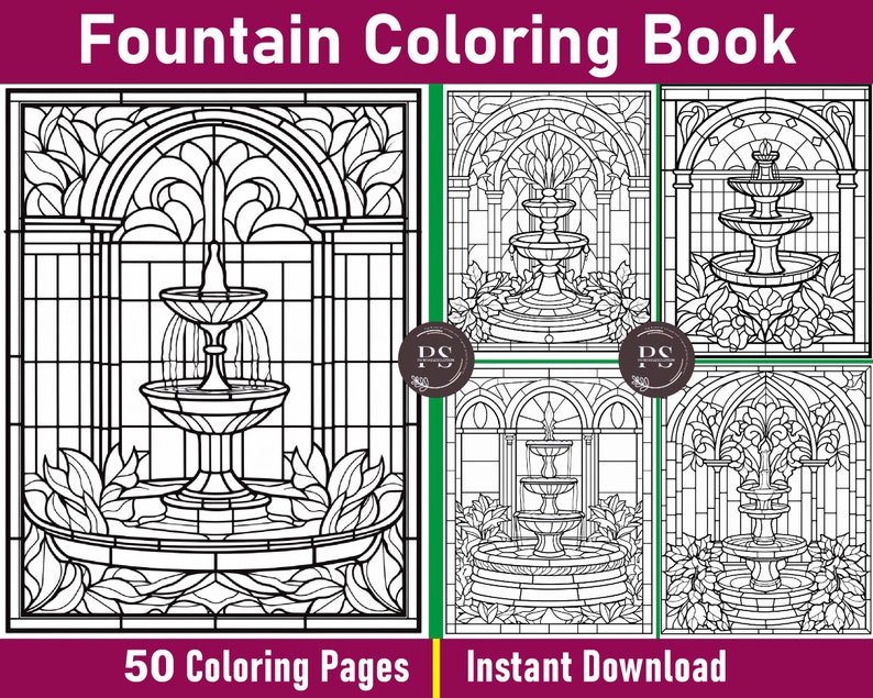 Fountain Coloring Book | 50 Beautiful Scenes (printable PDF) - Etsy