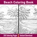 Beach Coloring Book | Printable Summer Coloring Pages | Black and White ...