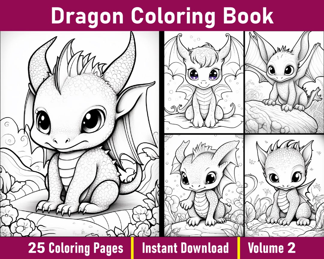 Dragon Coloring Book Vol-2 Cute Baby Dragon Coloring Pages - Etsy