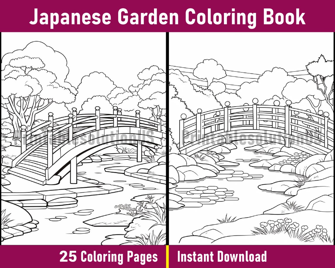 Japanese Garden Coloring Book Pages Printable Bridge Coloring Pages ...