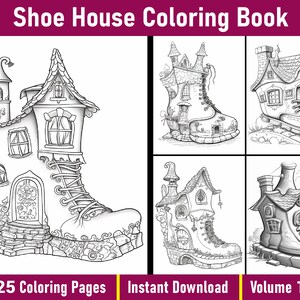 Shoe House Coloring Book | 25 Printable Fantasy Pages (PDF) - Etsy