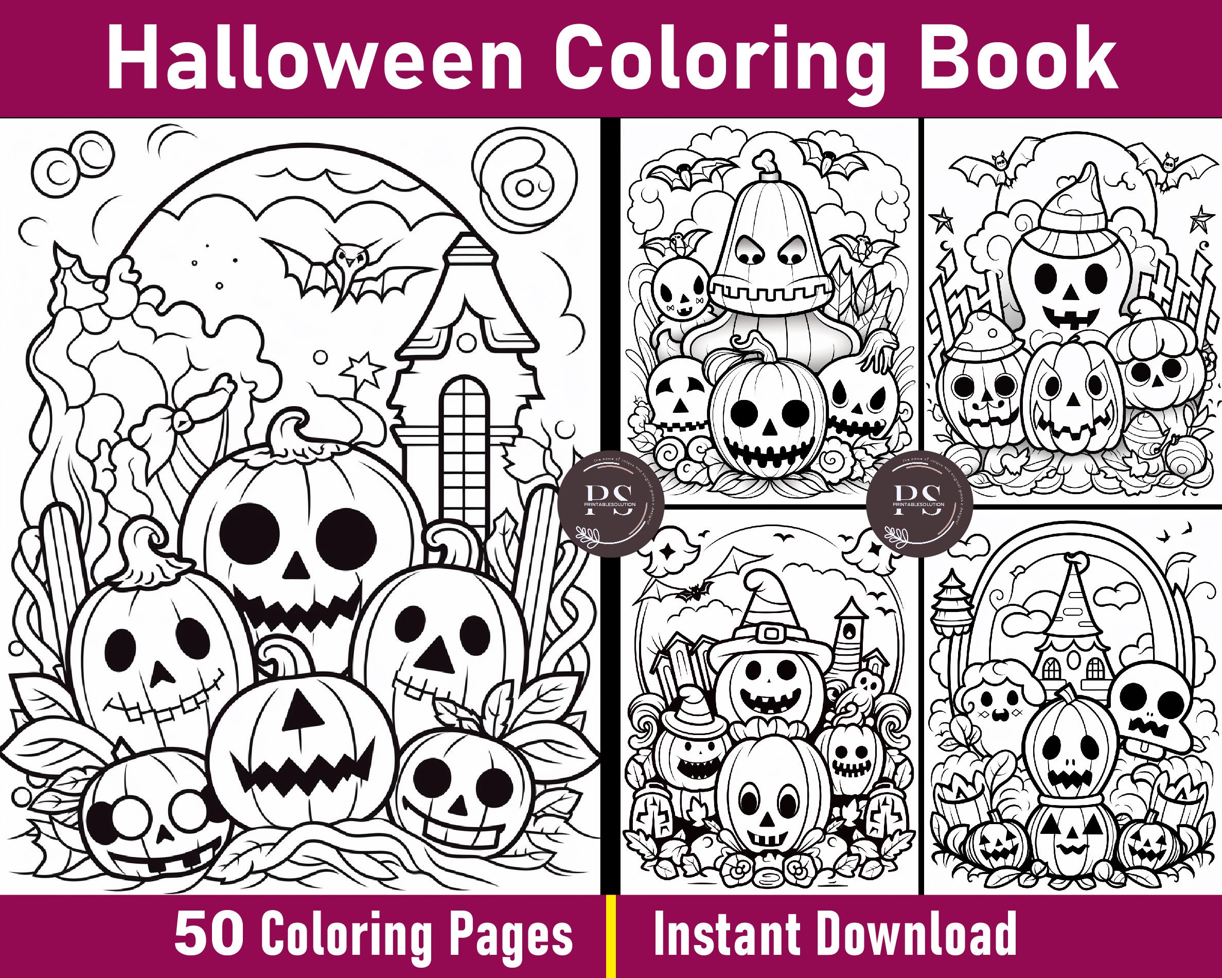 Halloween Coloring Page | Halloween Pumpkin Coloring Book for Adults ...