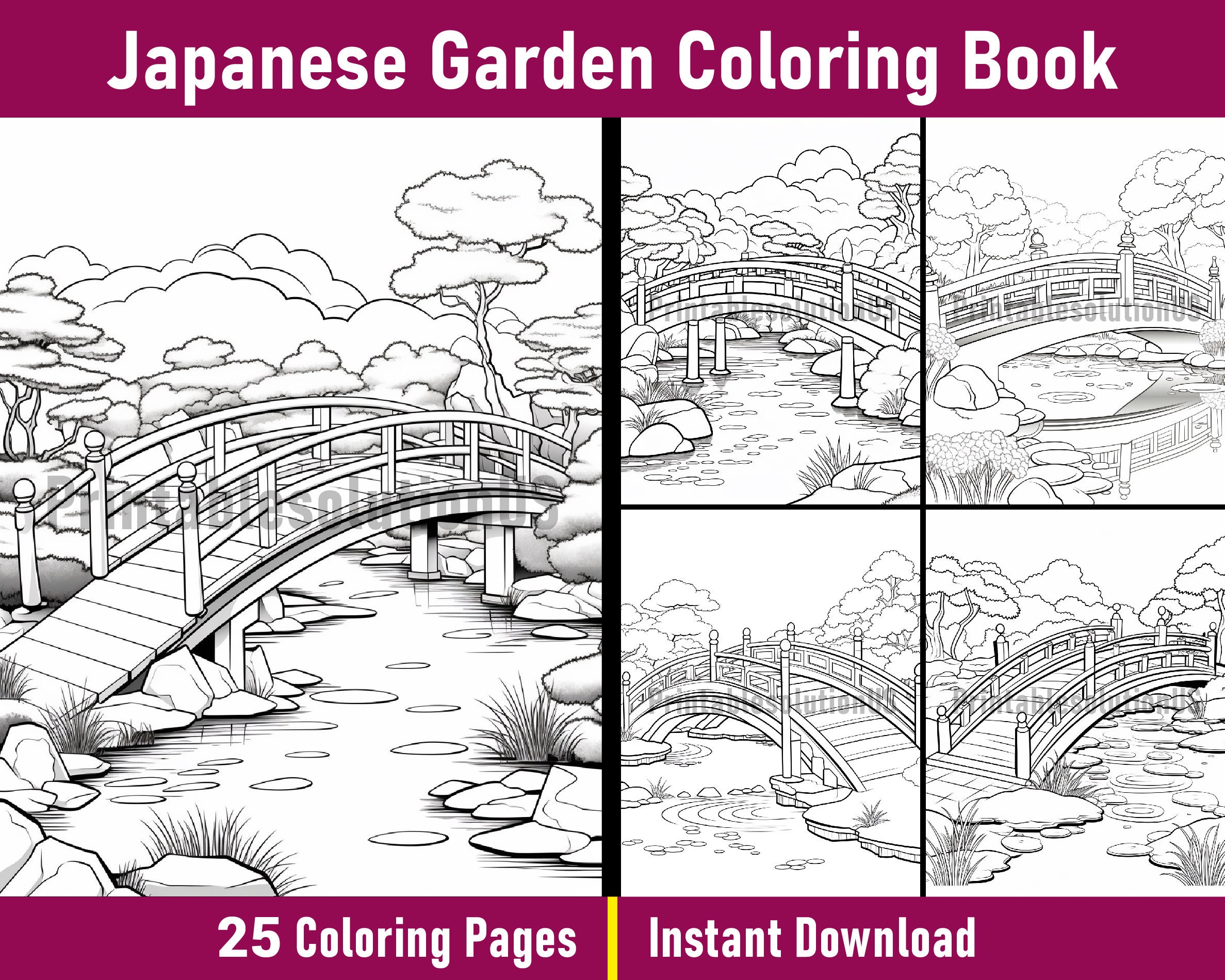 Japanese Garden Coloring Book Pages Printable Bridge Coloring Pages ...