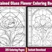 Stained Glass Rose Coloring Book Vol-2 | Rose Flower Coloring Pages ...