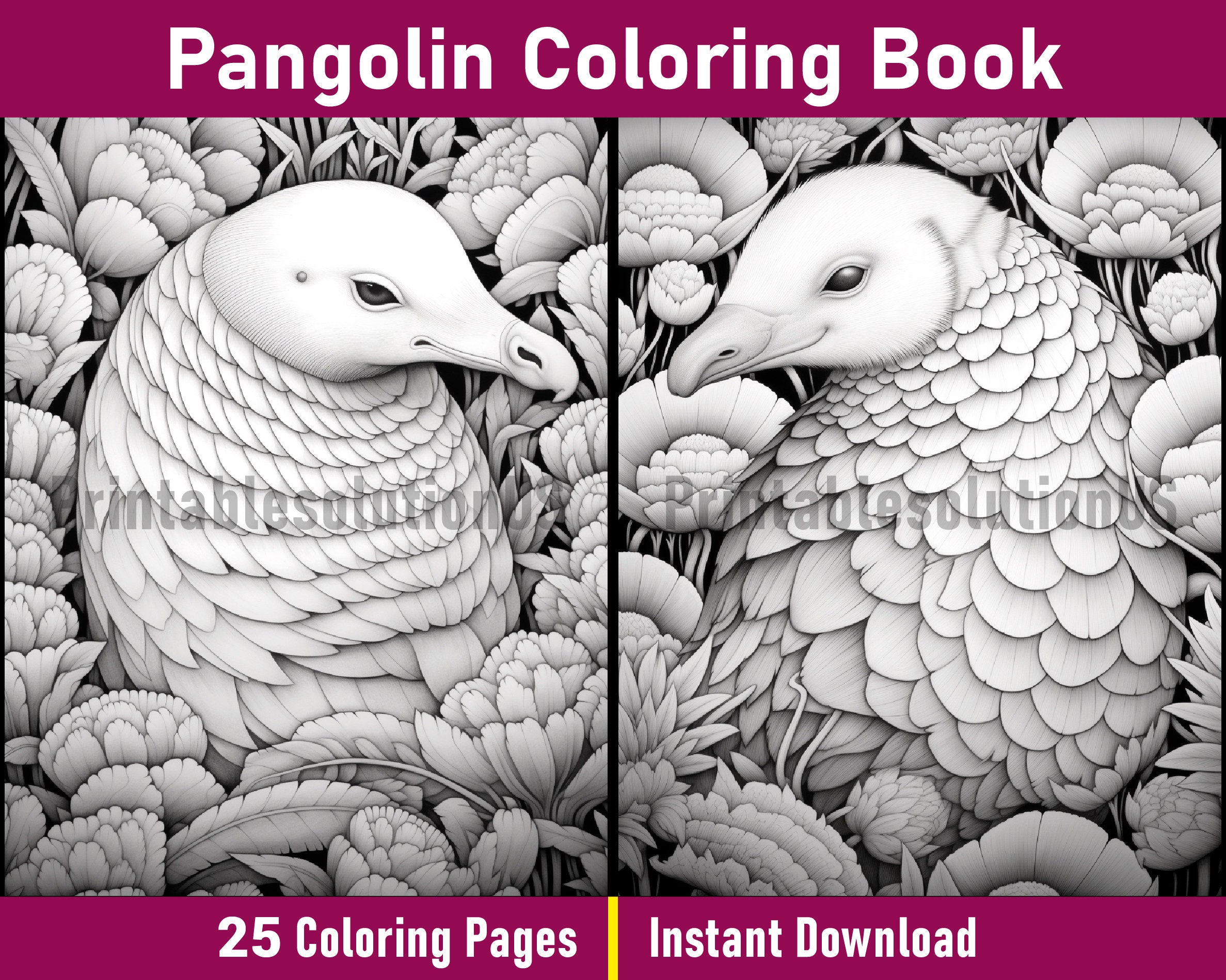 Pangolin Coloring Book Pages Vol-1 Printable Animal Coloring Pages ...
