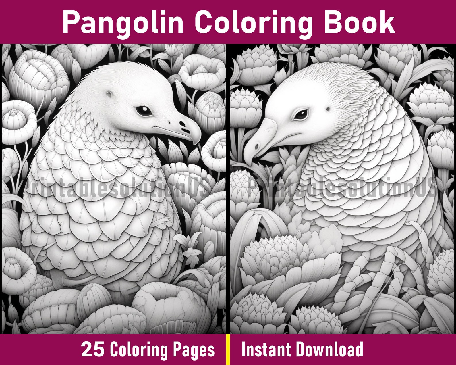 Pangolin Coloring Book Pages Vol-1 Printable Animal Coloring Pages ...