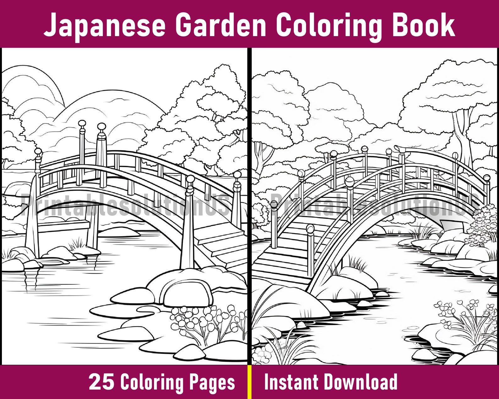 Japanese Garden Coloring Book Pages Printable Bridge Coloring Pages ...