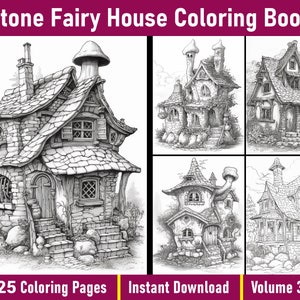Stone Fairy House Coloring Book Volume 3 | Printable Adult Coloring ...