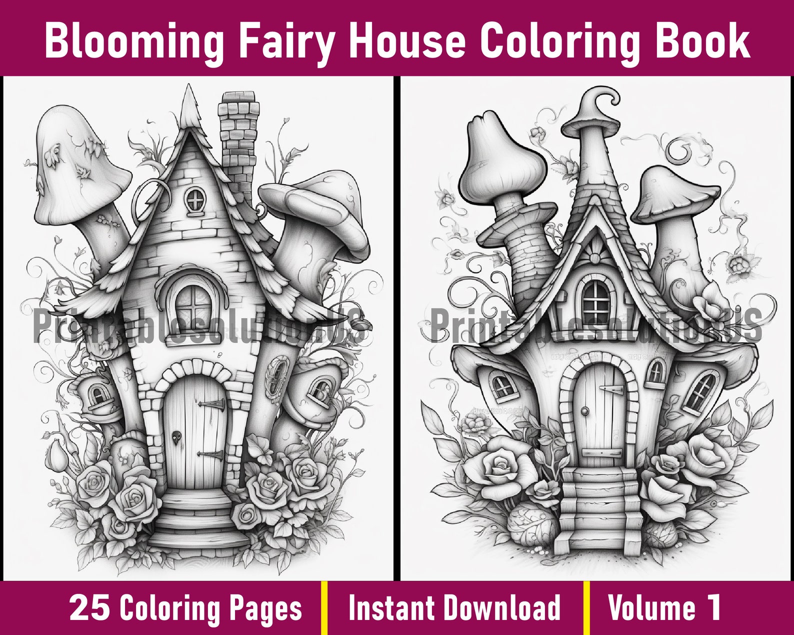 Blooming Fairy House Coloring Book Pages Vol-1 | Beautiful Girl ...