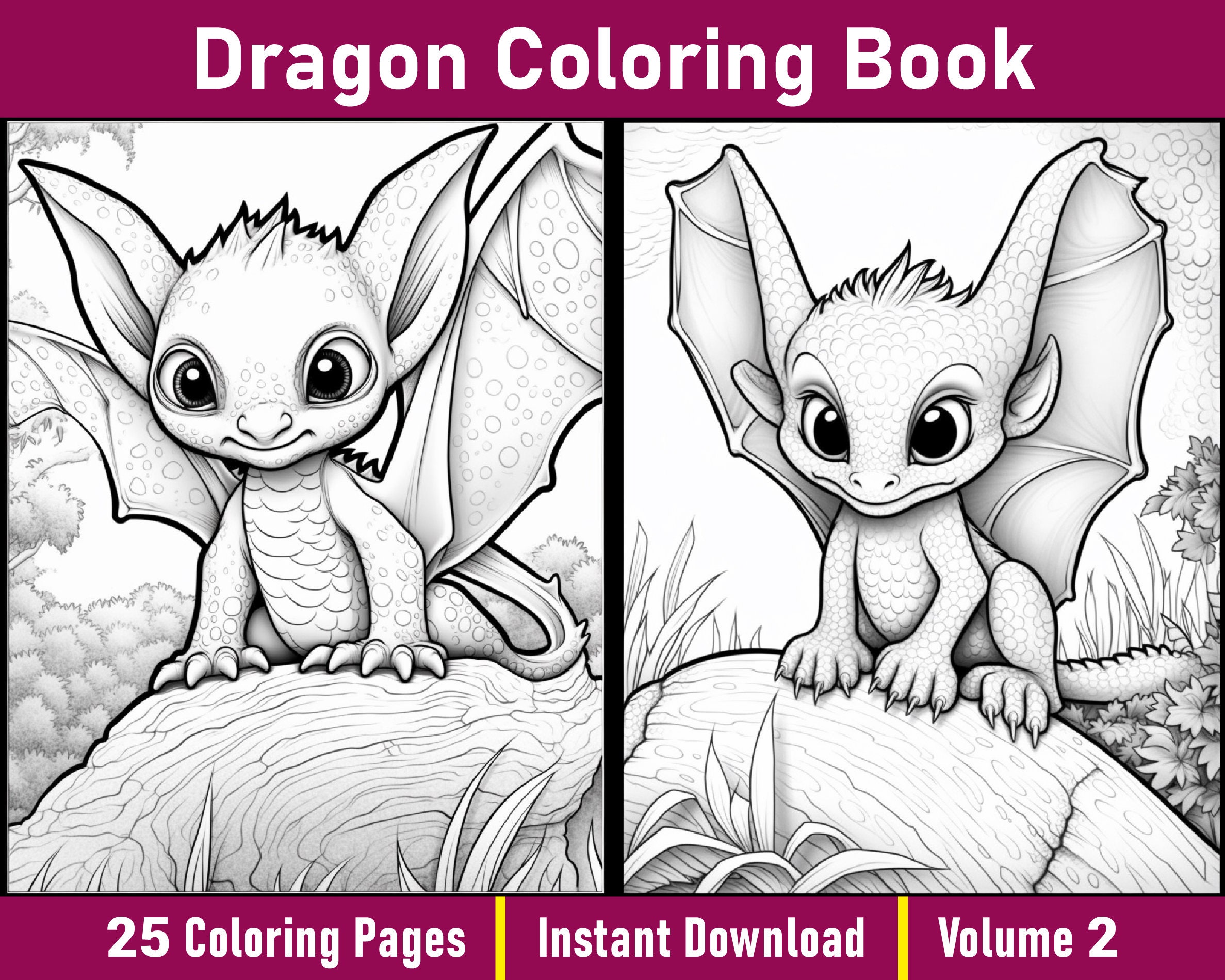 Dragon Coloring Book Vol-2 Cute Baby Dragon Coloring Pages - Etsy