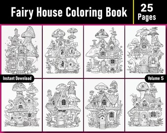 Fairy Home Coloring Page Fairy House Magic Garden Fairy - Etsy