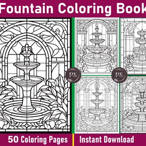 Fountain Coloring Pages | Beautiful Scene Coloring Book Printable ...