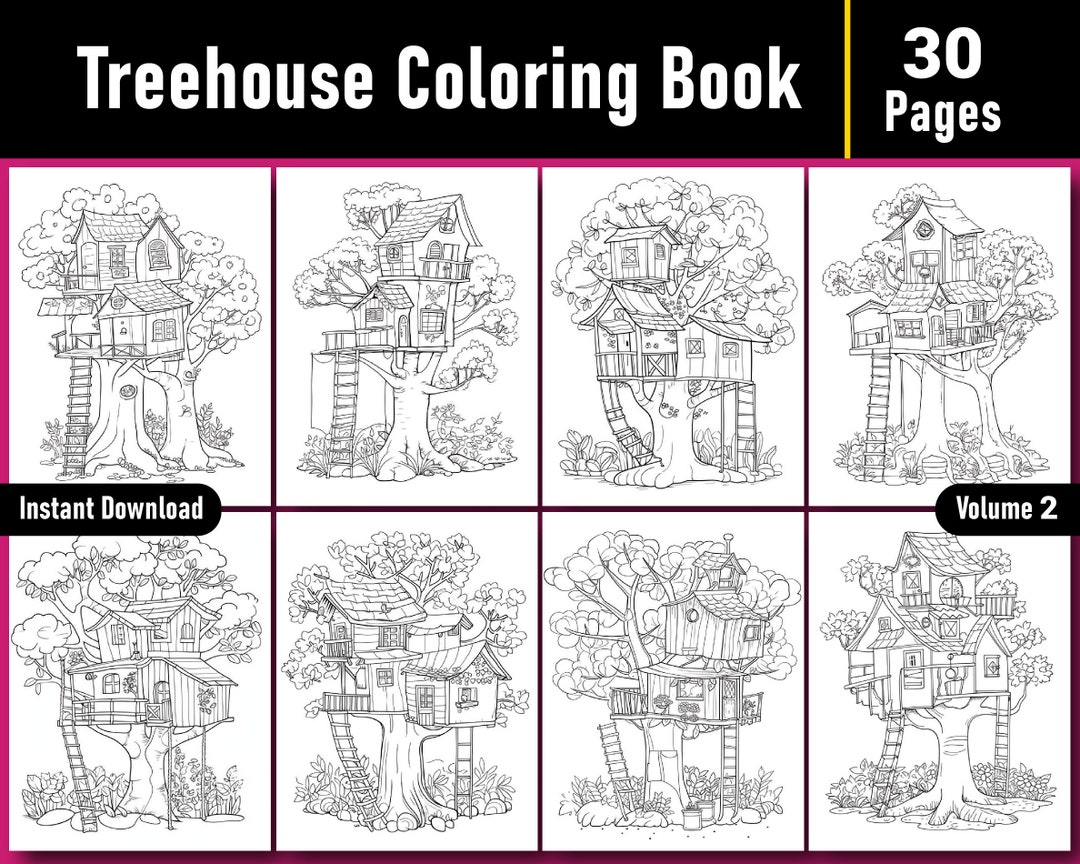 Treehouse Coloring Book Volume 2 | Enchanted Treehouse Coloring Pages ...