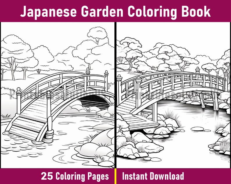 Japanese Garden Coloring Book Pages Printable Bridge Coloring Pages ...