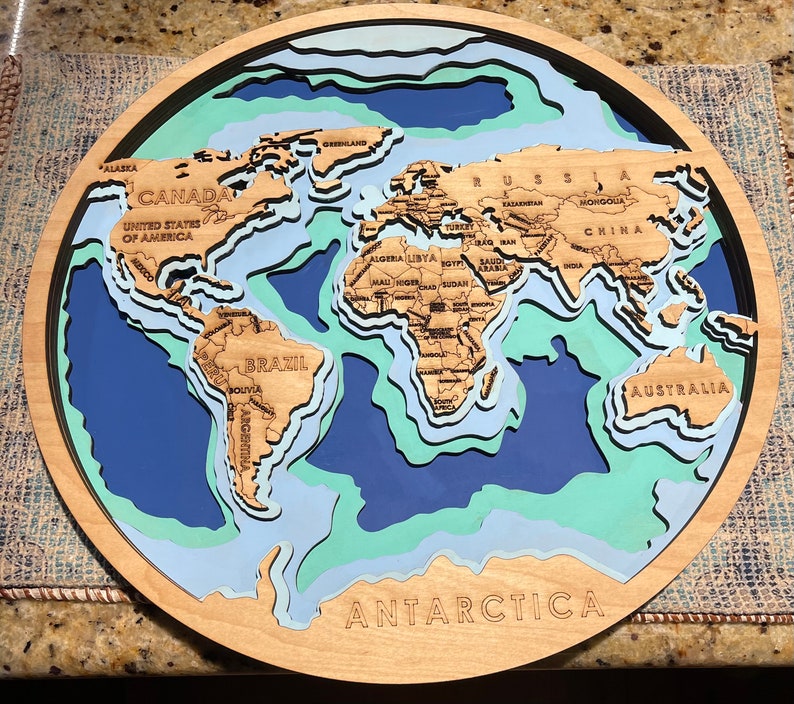 3D Wooden World Map Layered,wall Art, Home Decor - Etsy