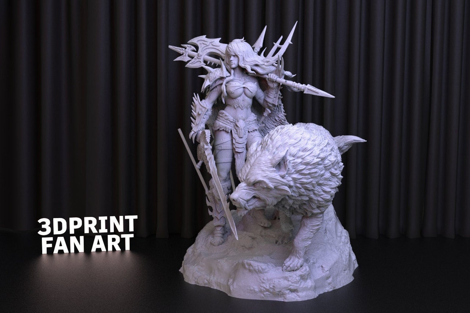 Barbarian and Wolf 3D Print STL File for 3D Printing,3d Digital File ...