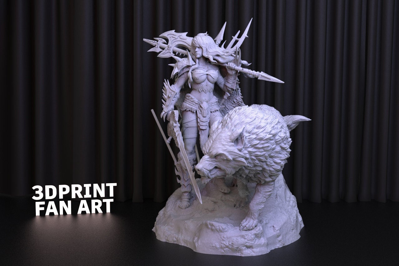 Barbarian and Wolf 3D Print STL File for 3D Printing,3d Digital File ...