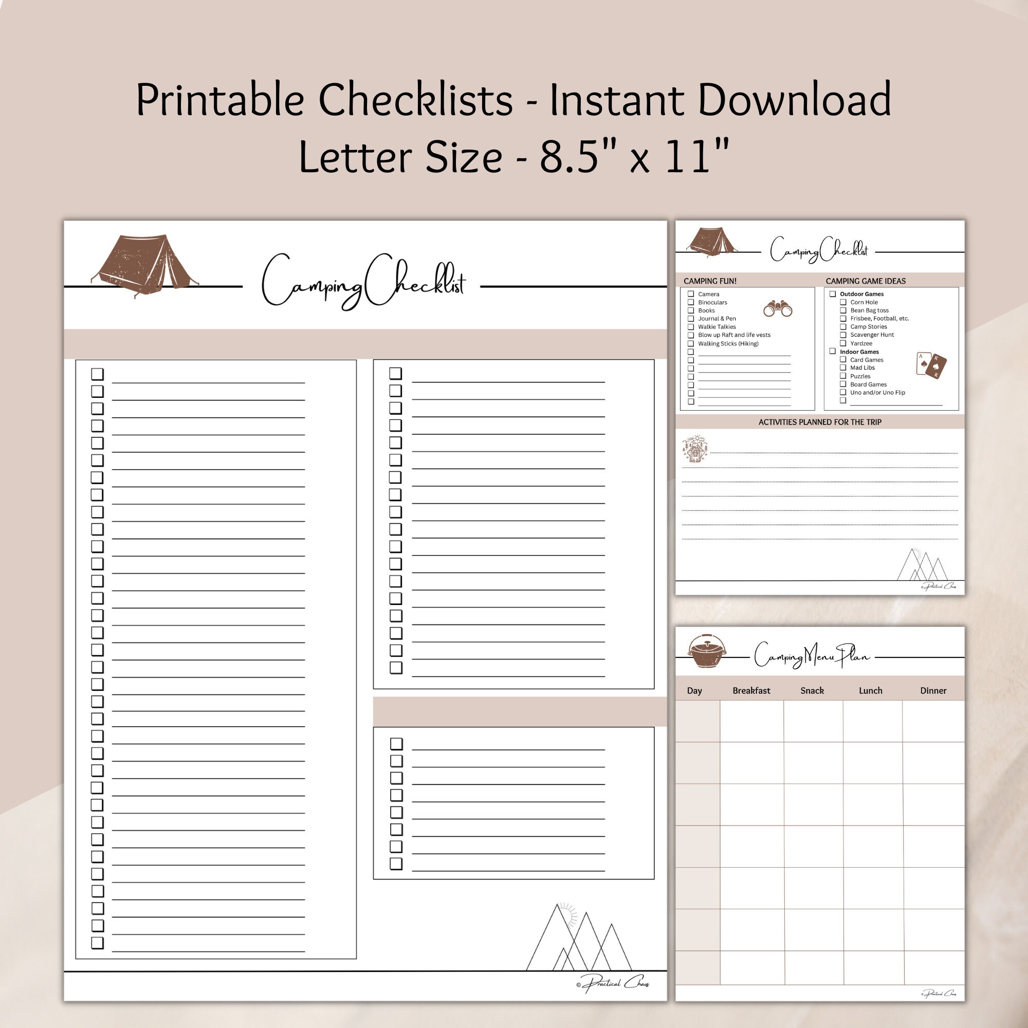 Camping Planner Checklist | Camping Packing Checklist | Printable | PDF ...