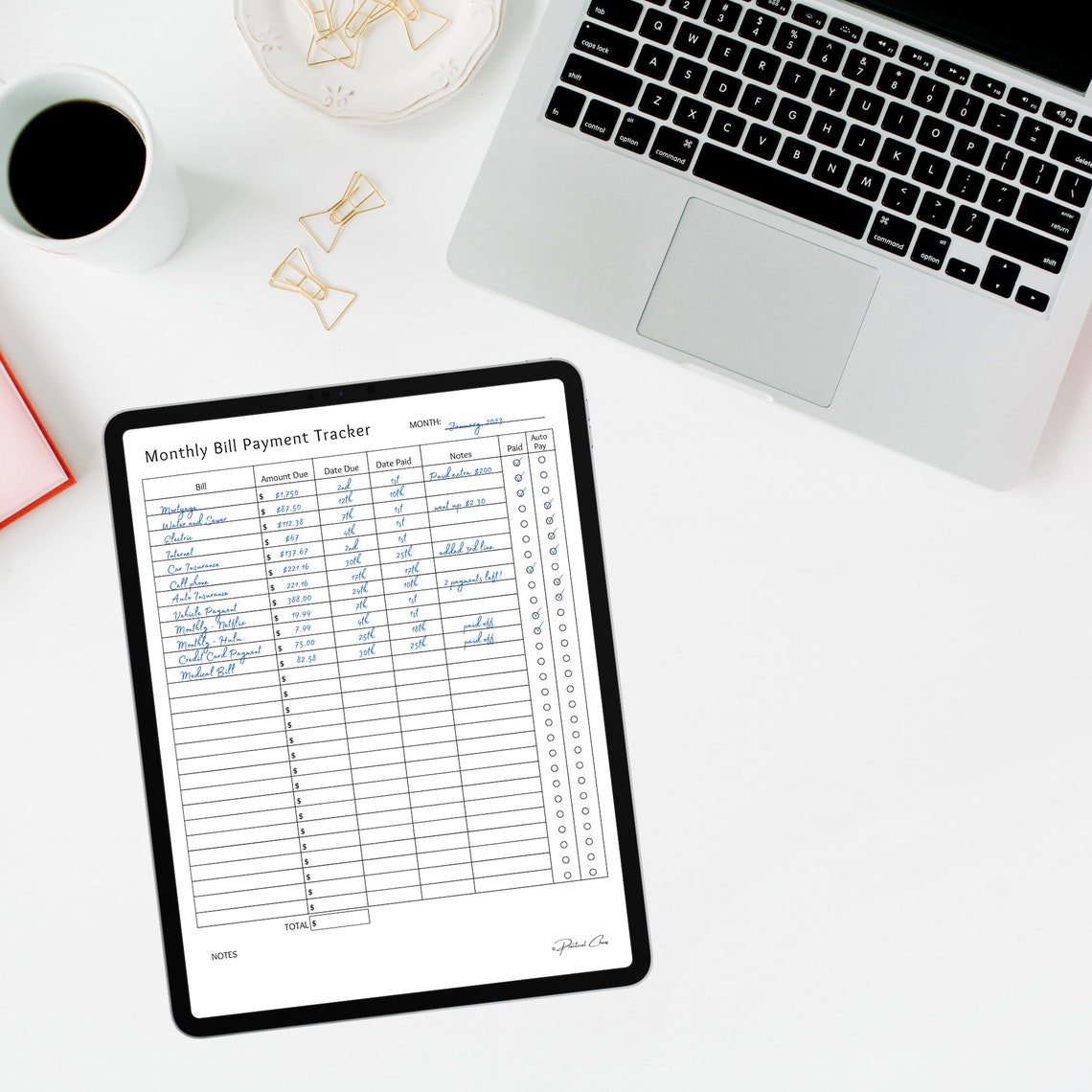 Monthly & Bi-weekly Bill Tracker, Monthly Bill Payment Tracker, Bill ...