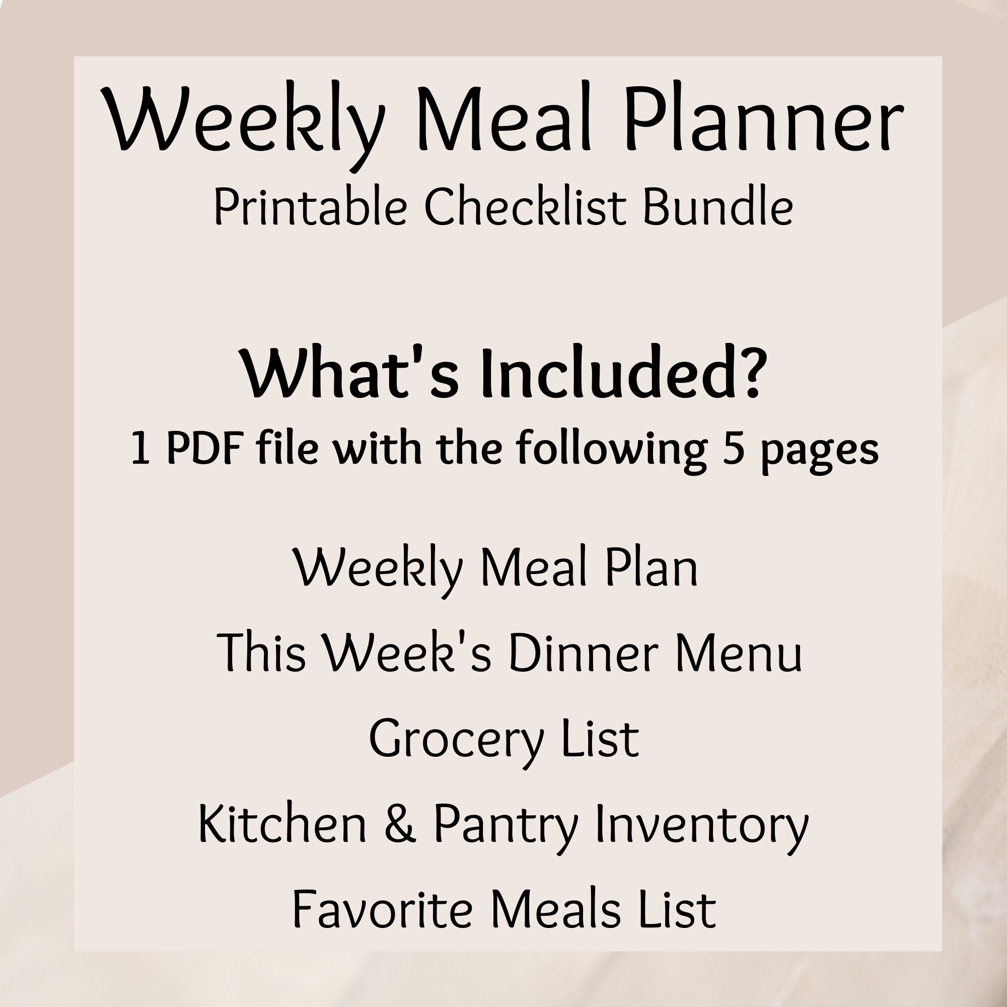 Meal Planner Bundle, Weekly Meal Plan, Grocery List, Dinner Menu, Menu ...