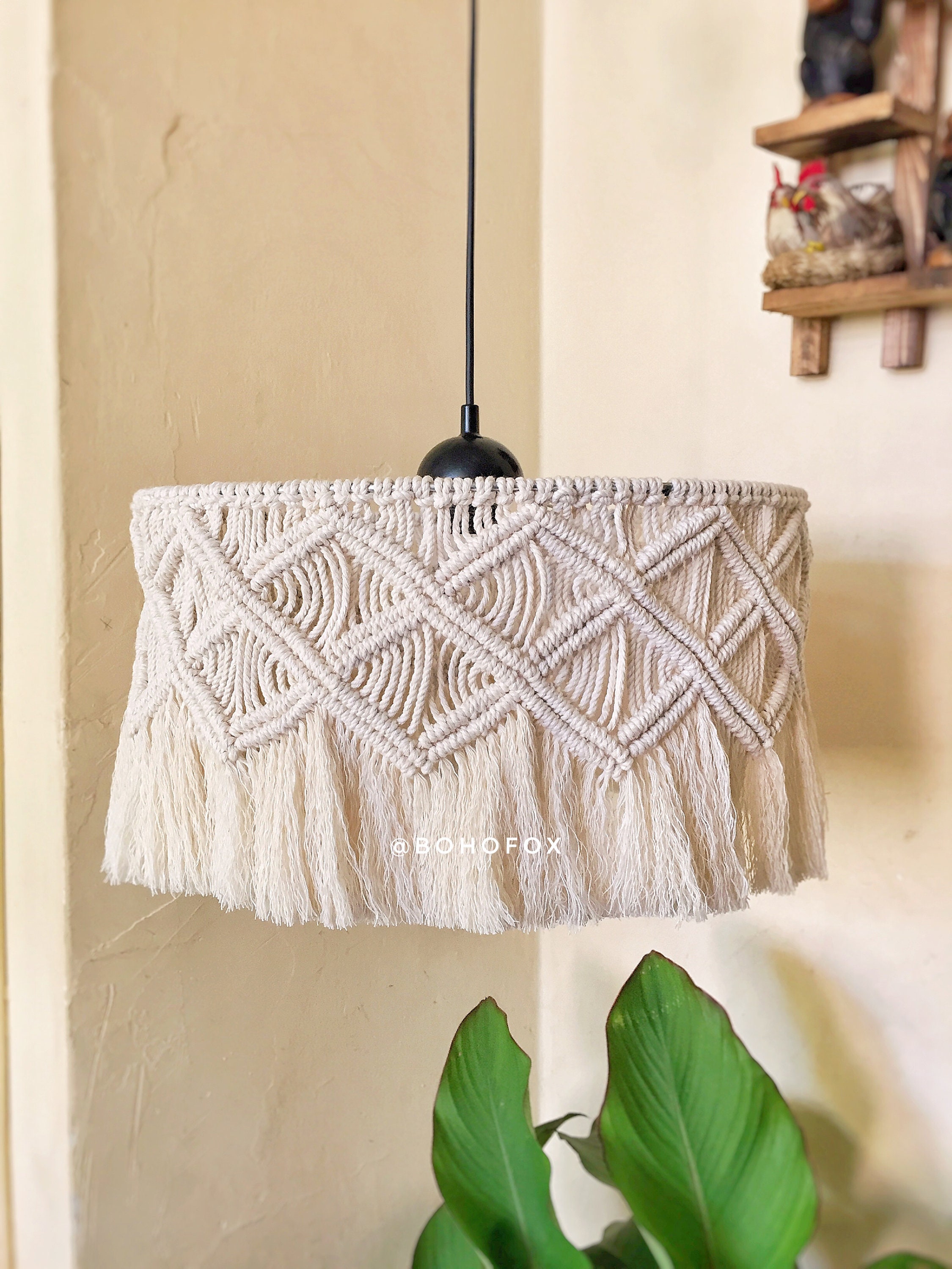 Macrame Lampshade, Boho Light Fixture - Etsy