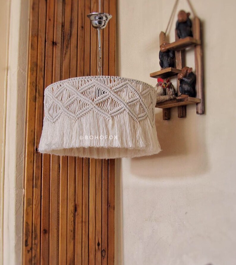 Macrame Lampshade, Boho Light Fixture - Etsy