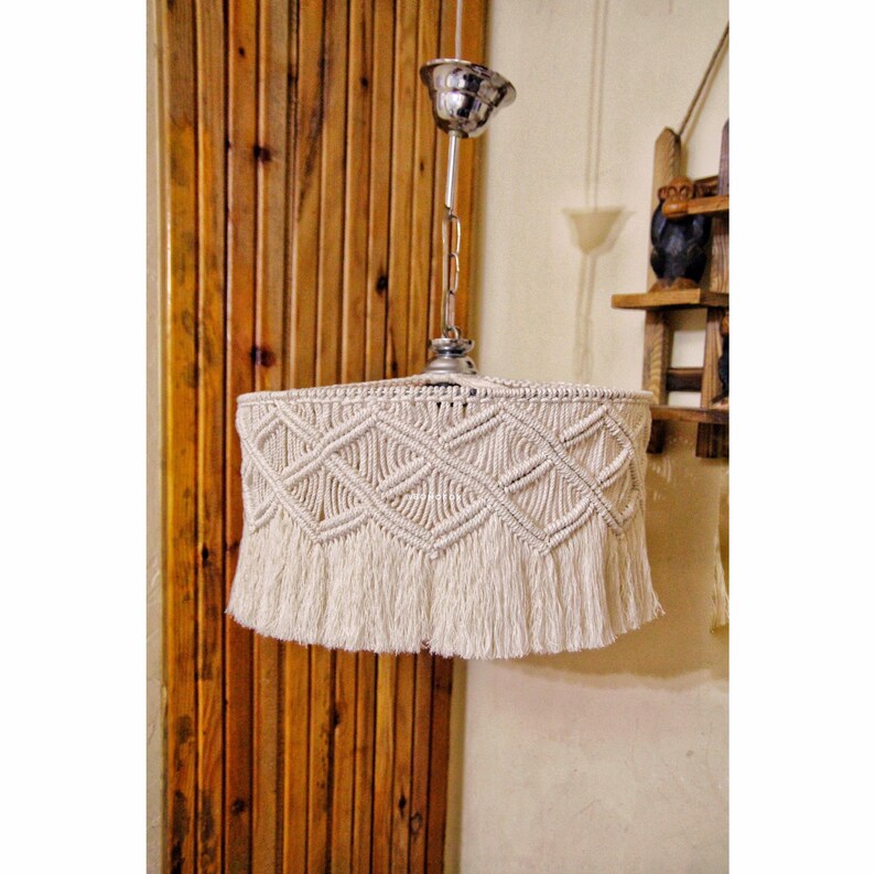 Macrame Lampshade, Boho Light Fixture - Etsy