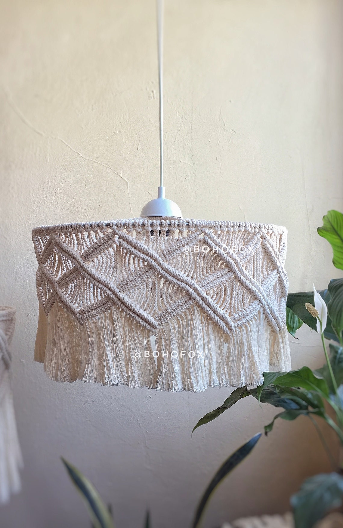 Macrame Lampshade, Boho Light Fixture - Etsy
