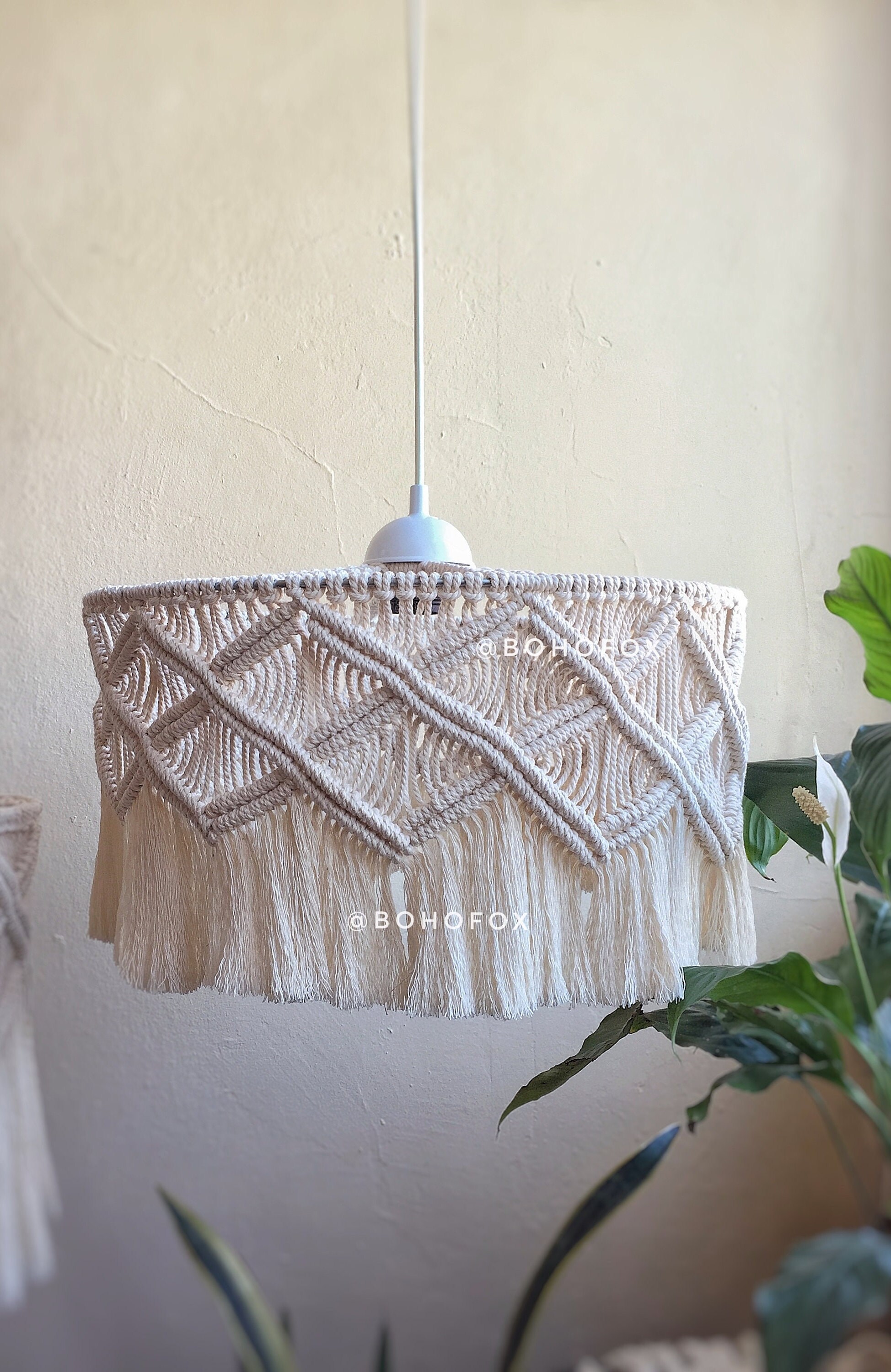 Macrame Lampshade, Boho Light Fixture - Etsy
