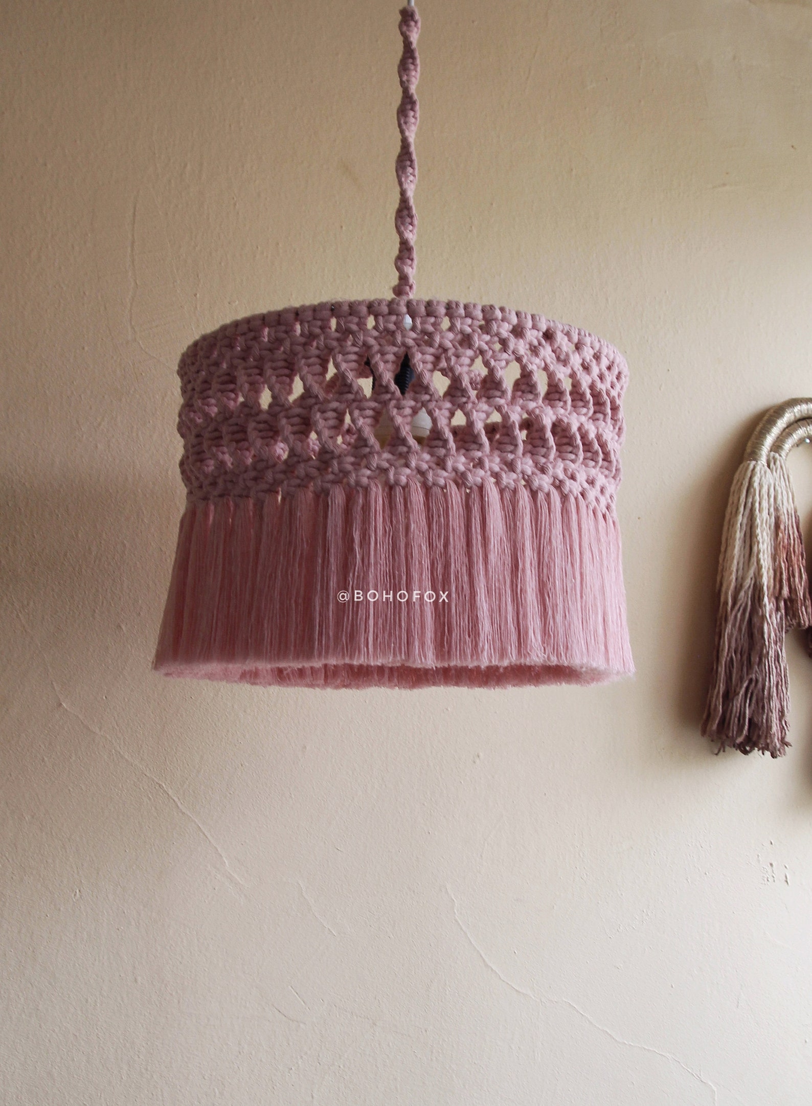 Macrame Lampshade, Boho Light Fixture - Etsy