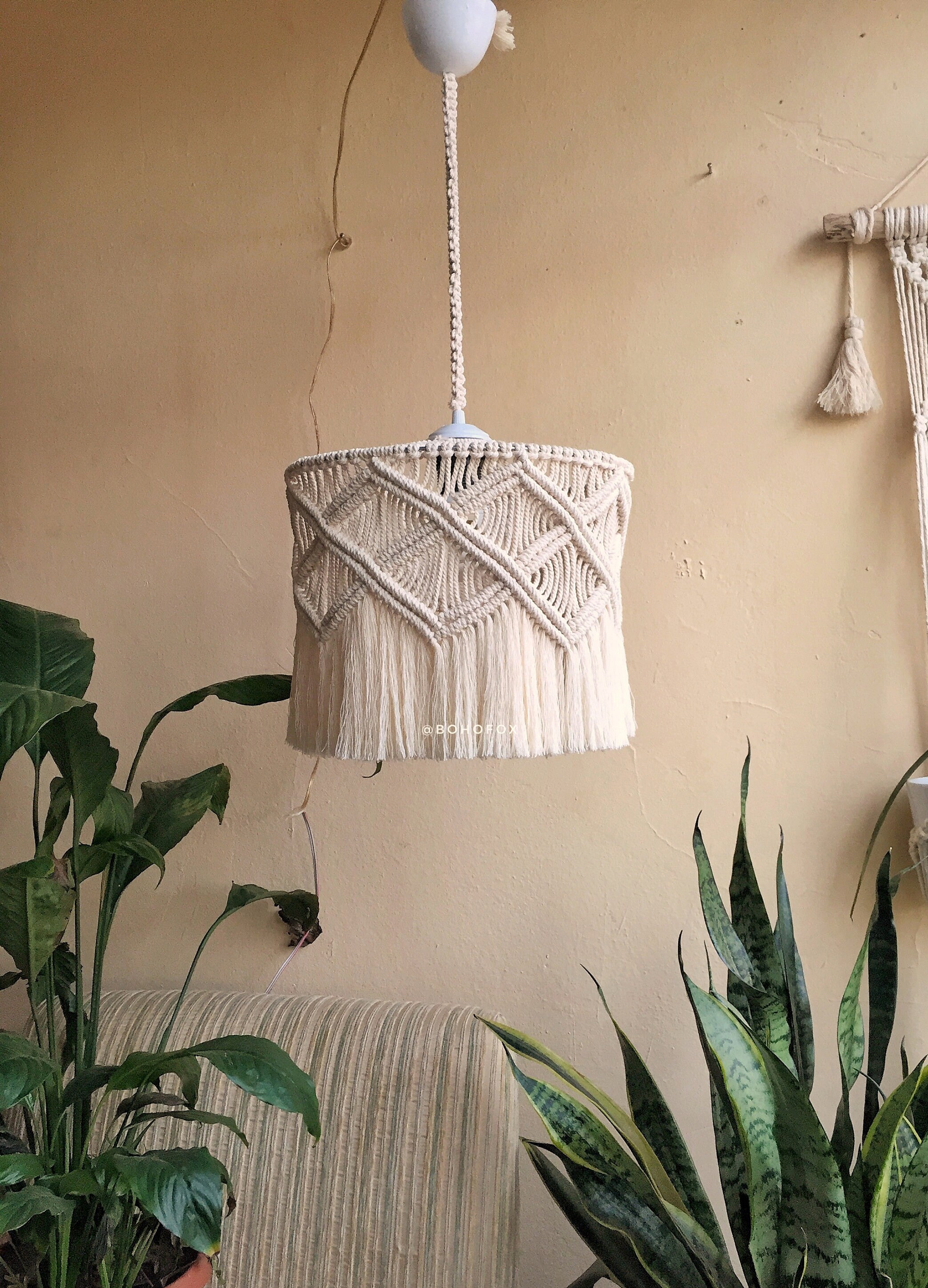 Macrame Lampshade, Boho Light Fixture - Etsy