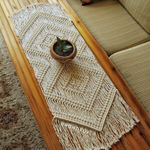 Macrame Table Runner With Long Fringe - Etsy