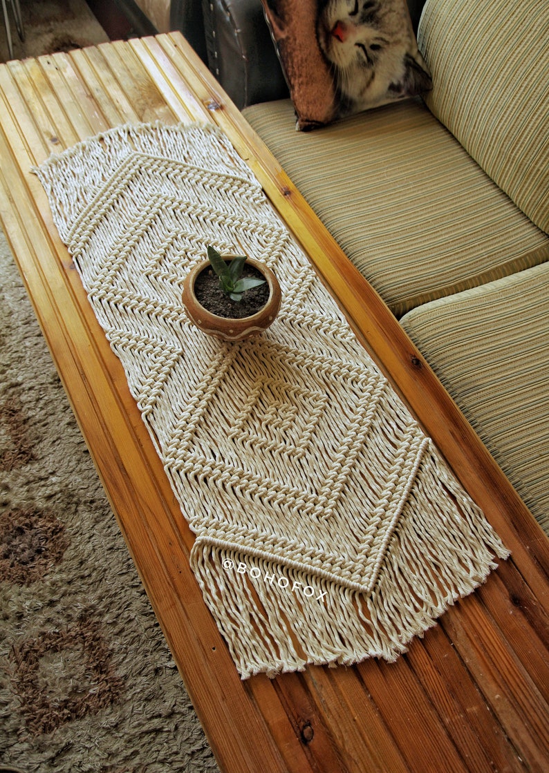 Macrame Table Runner With Long Fringe - Etsy