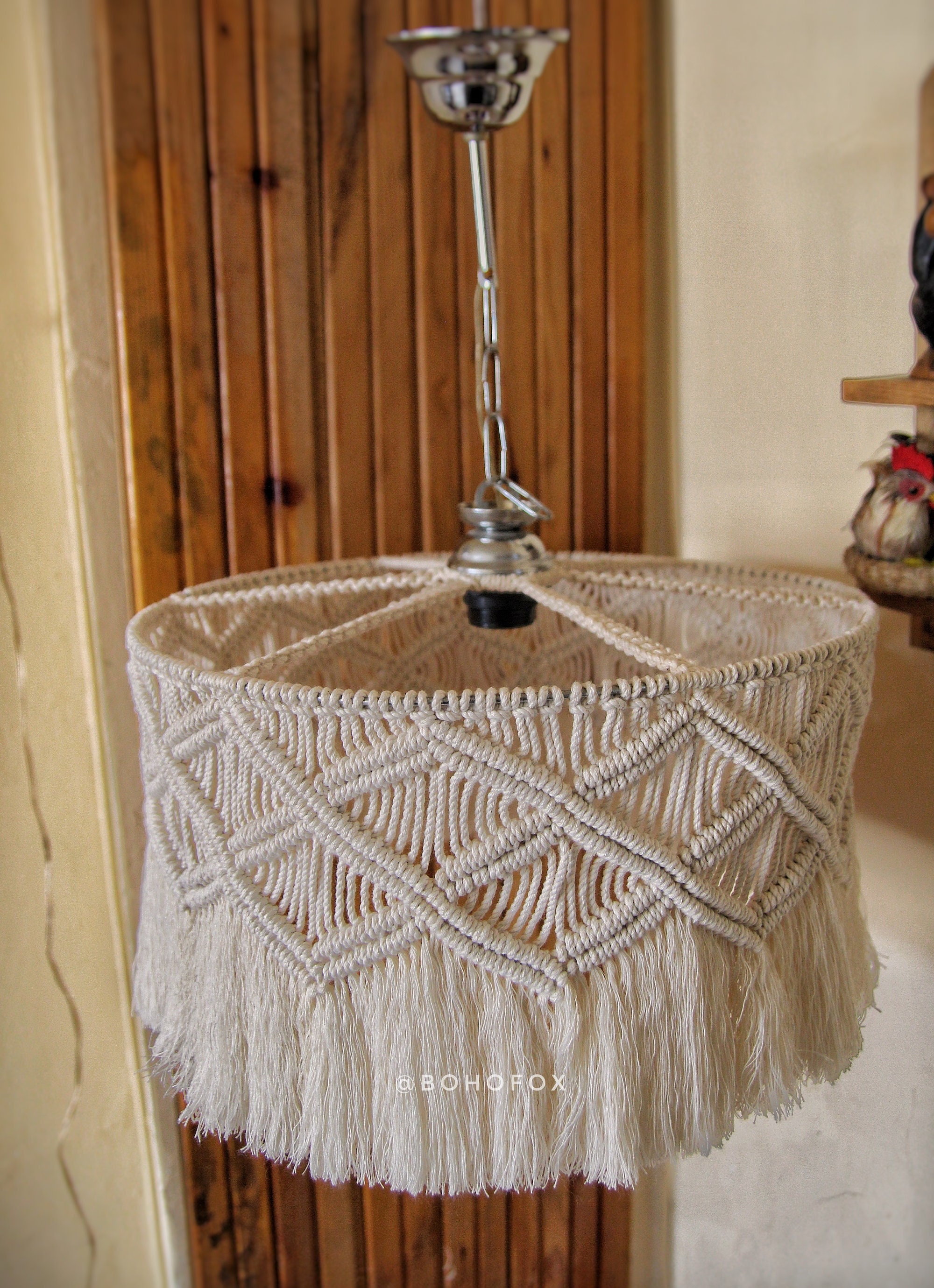 Macrame Lampshade, Boho Light Fixture - Etsy