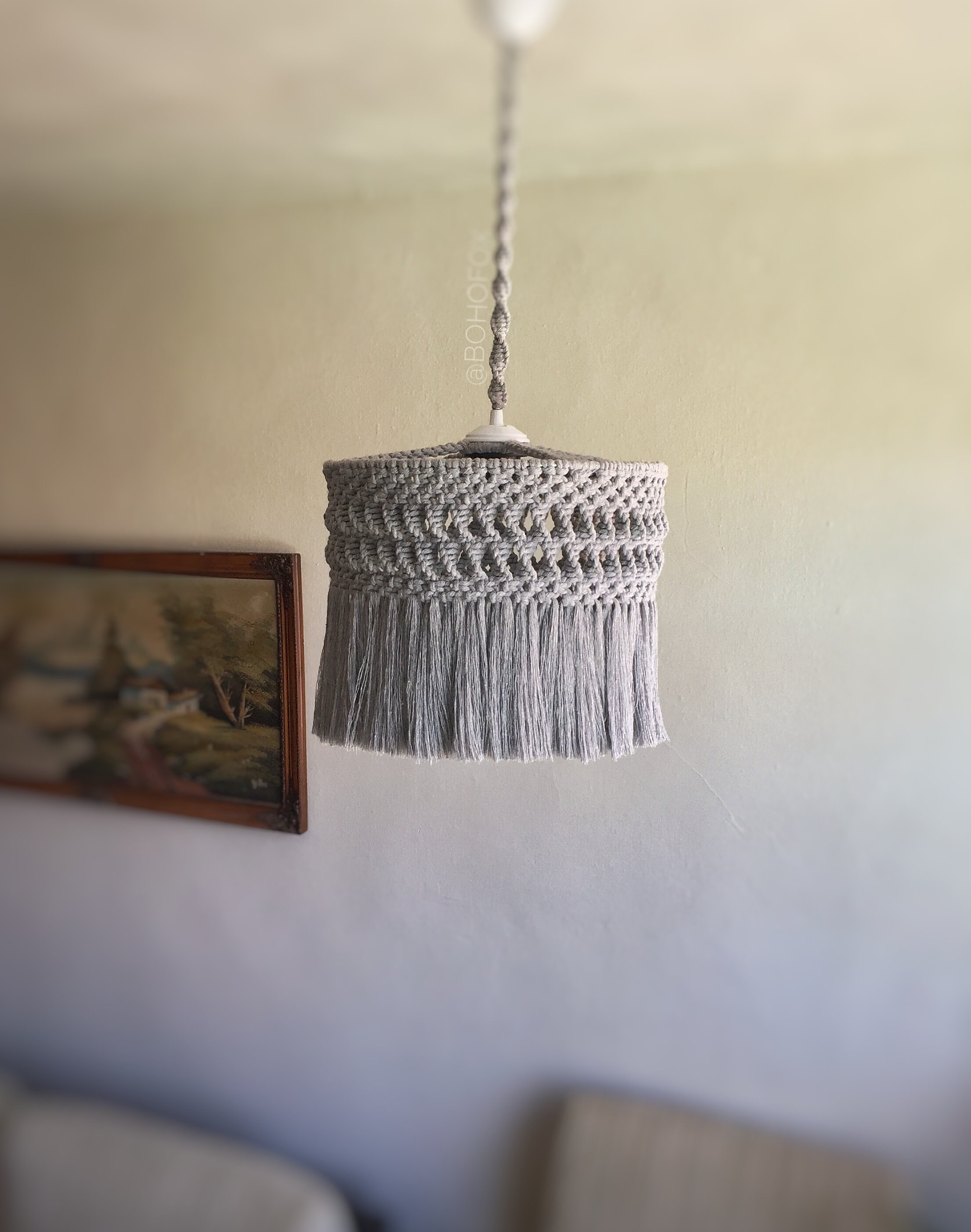 Macrame Lampshade, Boho Light Fixture - Etsy