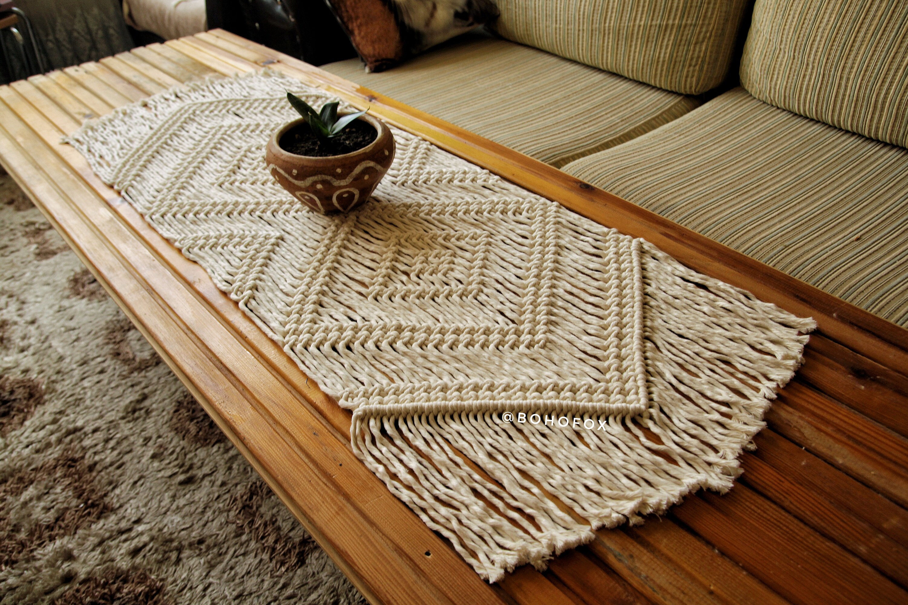 Macrame Table Runner With Long Fringe - Etsy