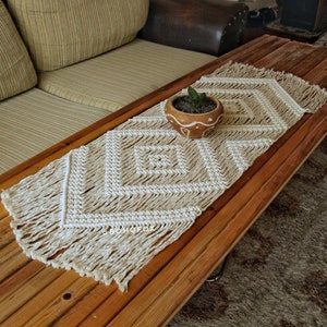 Macrame Table Runner With Long Fringe - Etsy