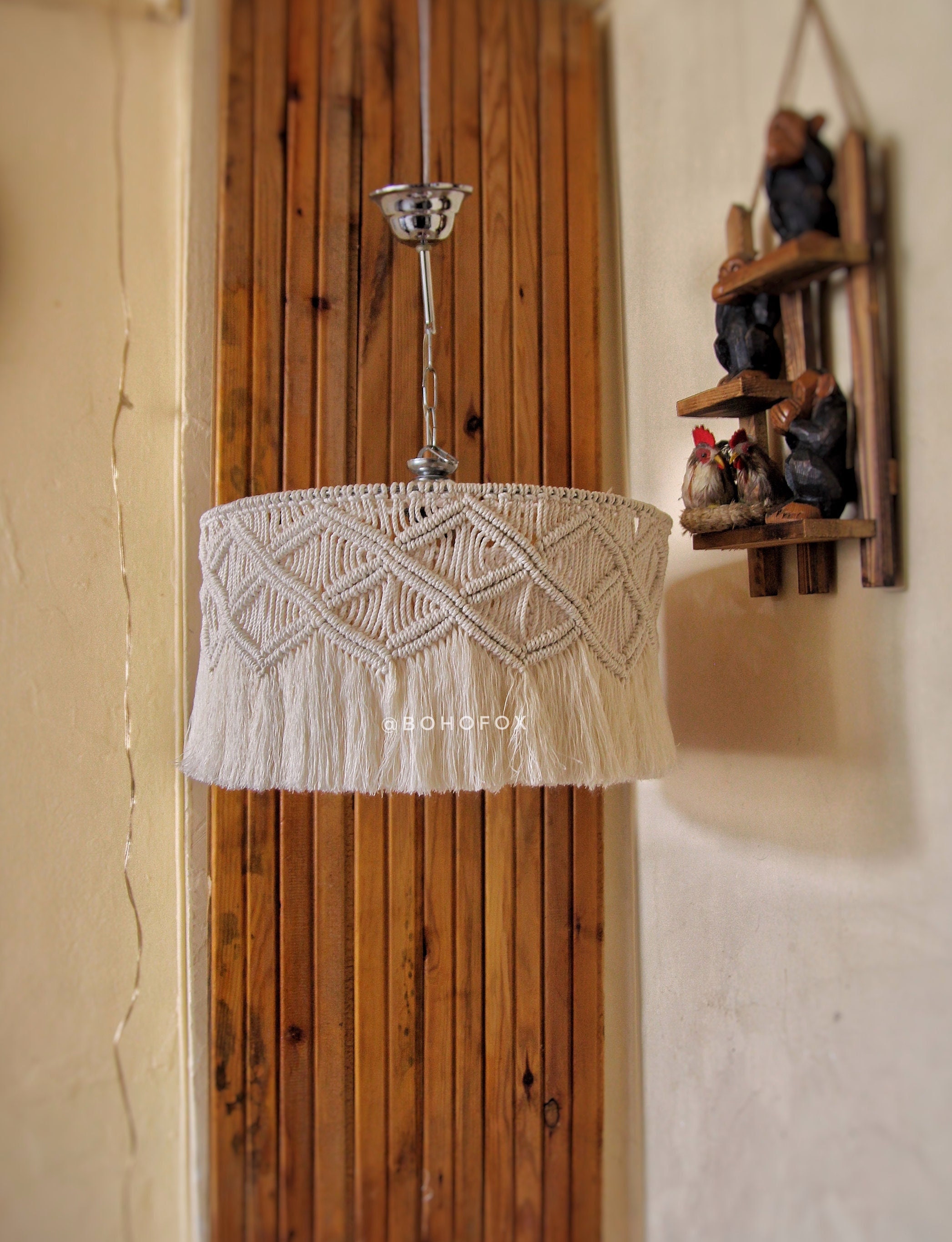 Macrame Lampshade, Boho Light Fixture - Etsy