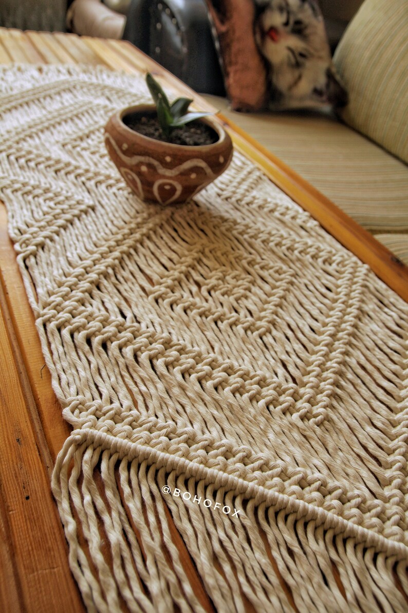 Macrame Table Runner With Long Fringe - Etsy