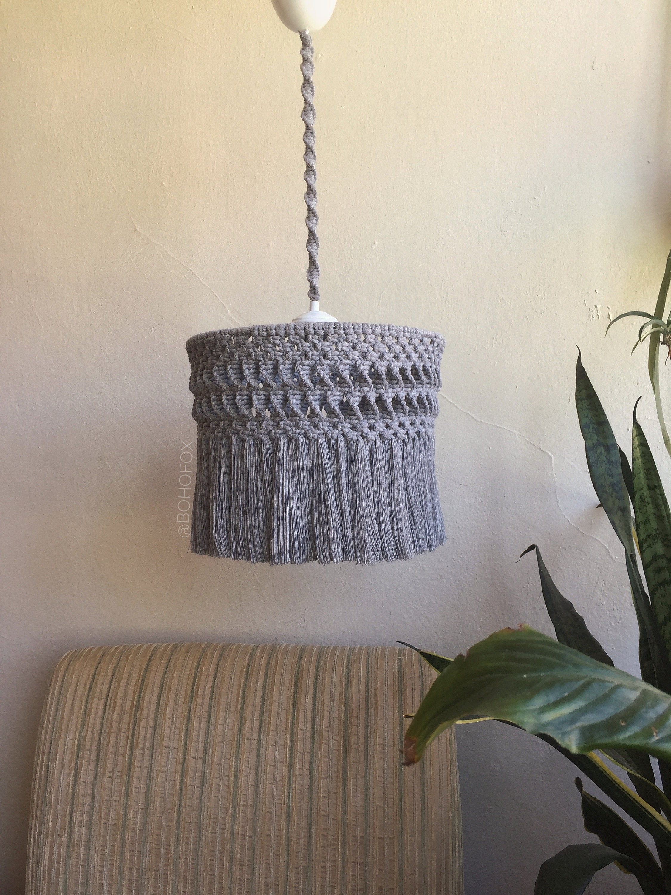 Macrame Lampshade, Boho Light Fixture - Etsy