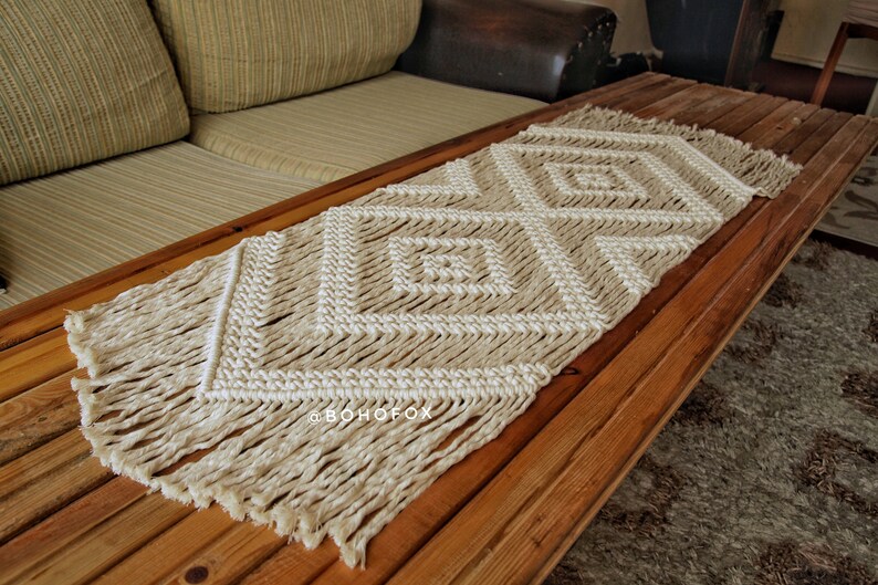 Macrame Table Runner With Long Fringe - Etsy